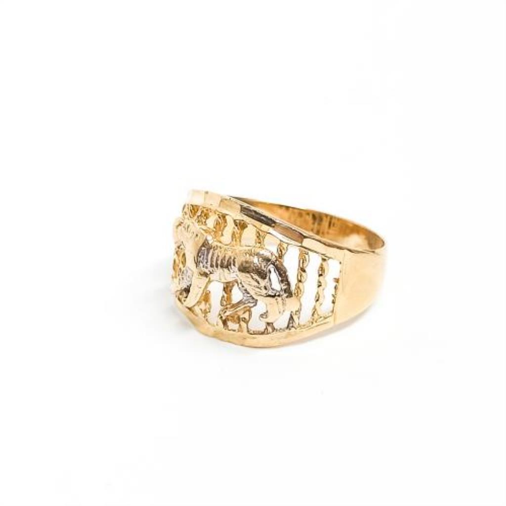 Anillo Bicolor C/pantera Oro, 14 K, 2.90 Grs, Talla 7 | Maxilana
