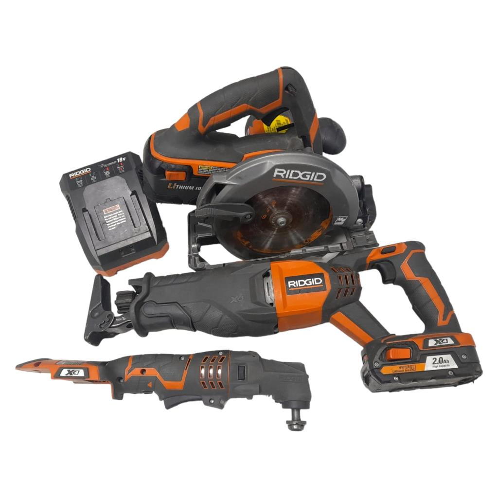 Taladro Inalambrico Kit / Combo De 3 Pzas Con Cargador Ridgid | Maxilana