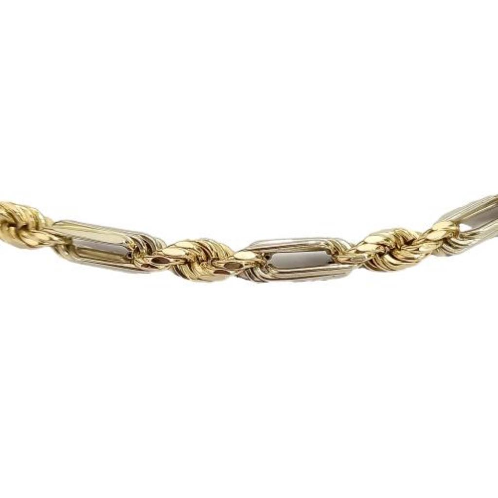 Cadena Torzal Figaro Bicolor Oro, 14 K, 30.00 Grs, Medida 55 Cm | Maxilana