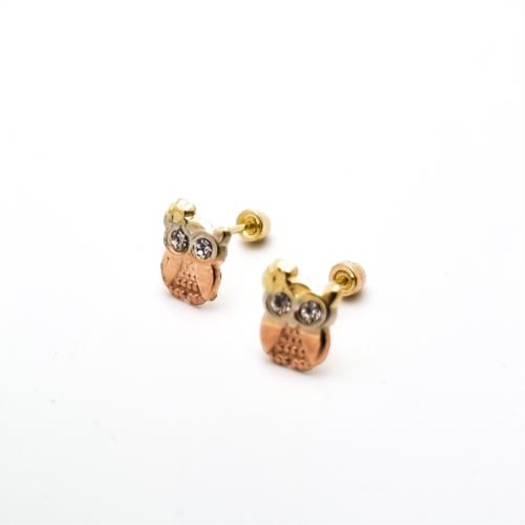 Broqueles Buho Mat Lust Florentino (balam) Joyeria 10k | Maxilana